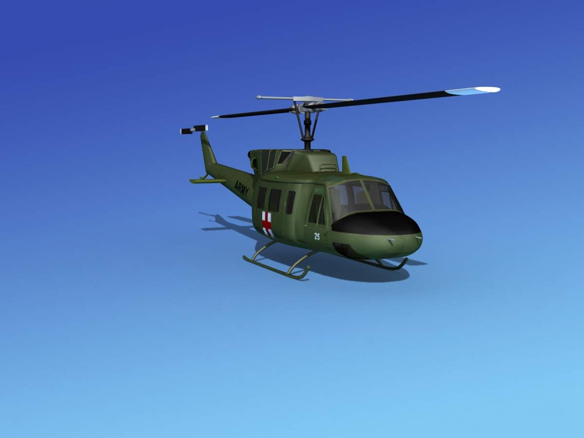 Bell UH-1N V09 US Army Medevac 1 3D Model by Dreamscape Studios