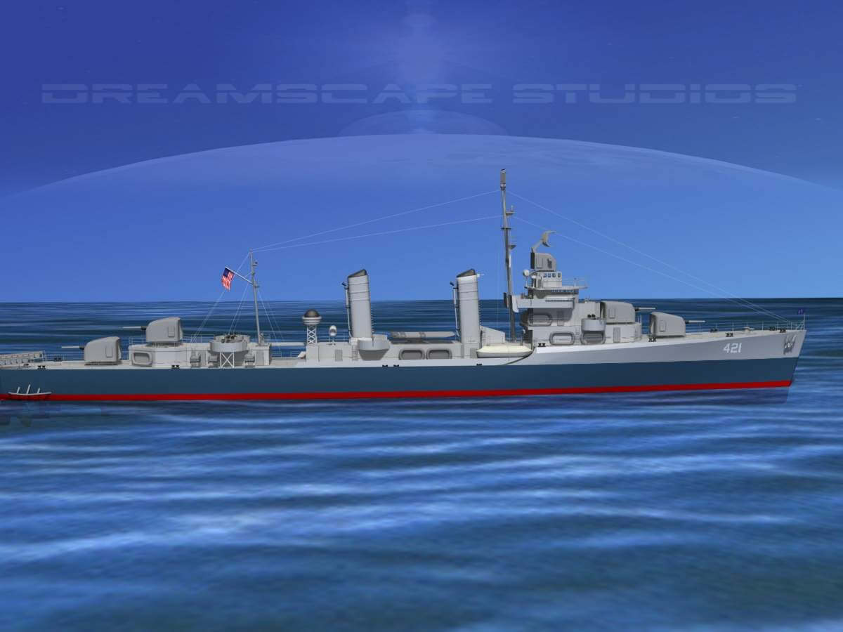 Benson Class Destroyer USS Benson DD421 - 3D Model by Dreamscape Studios