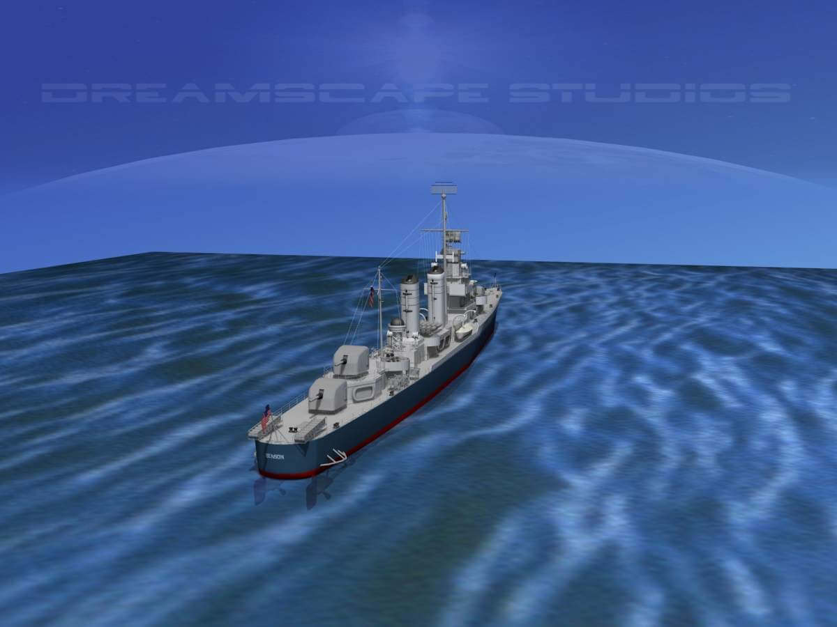 Benson Class Destroyer USS Benson DD421 - 3D Model by Dreamscape Studios