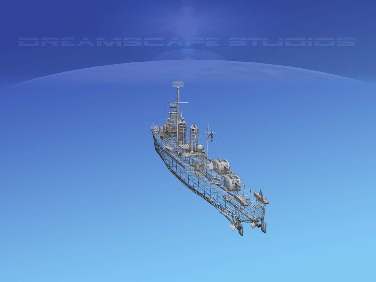 Benson Class Destroyer USS Benson DD421 - 3D Model by Dreamscape Studios