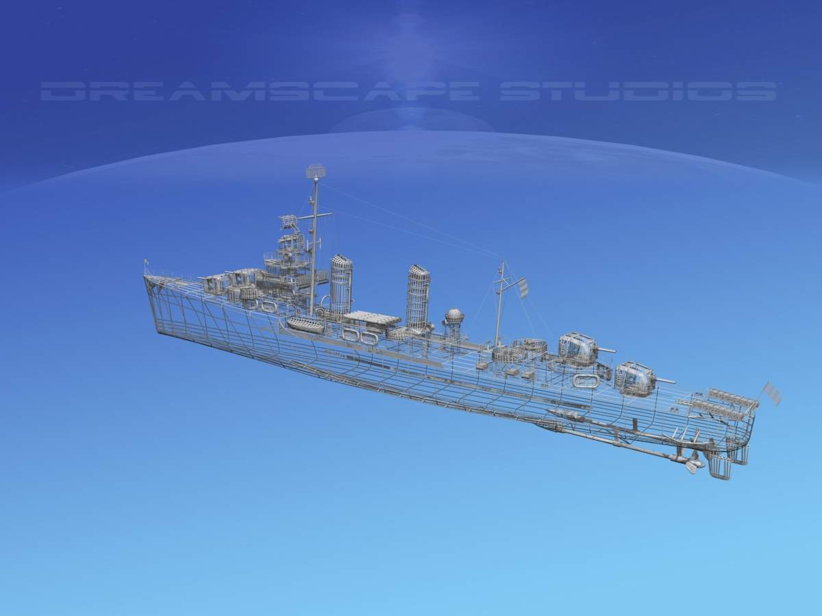Benson Class Destroyer USS Benson DD421 - 3D Model by Dreamscape Studios