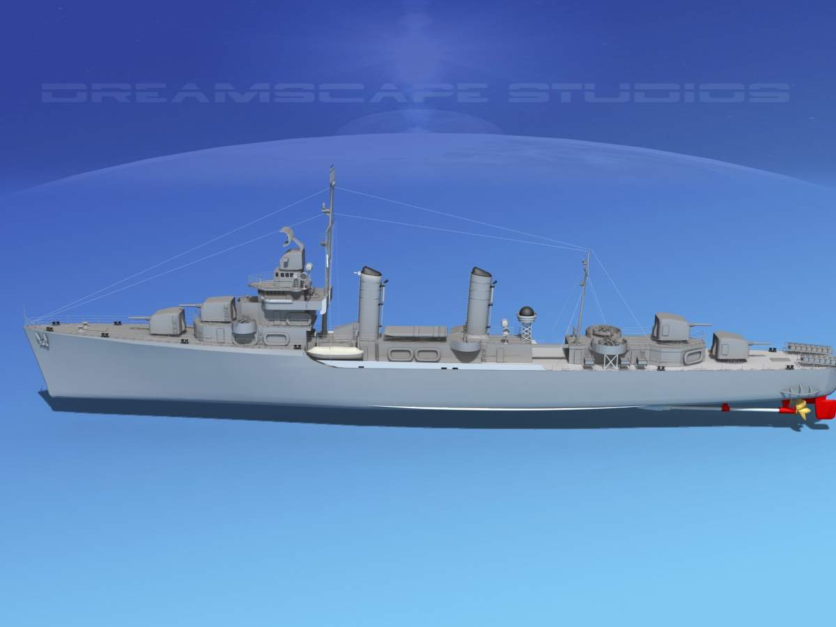 Benson Class Destroyer USS Caldwell DD605 - 3D Model by Dreamscape Studios