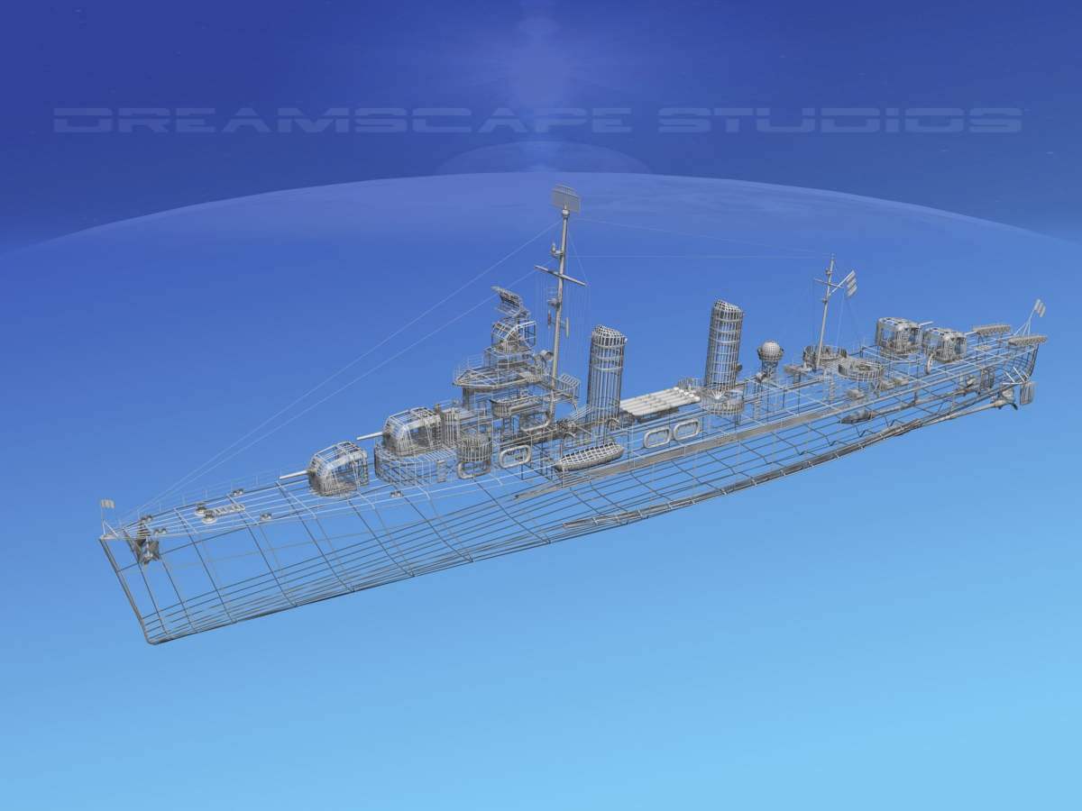 Benson Class Destroyer USS Caldwell DD605 - 3D Model by Dreamscape Studios