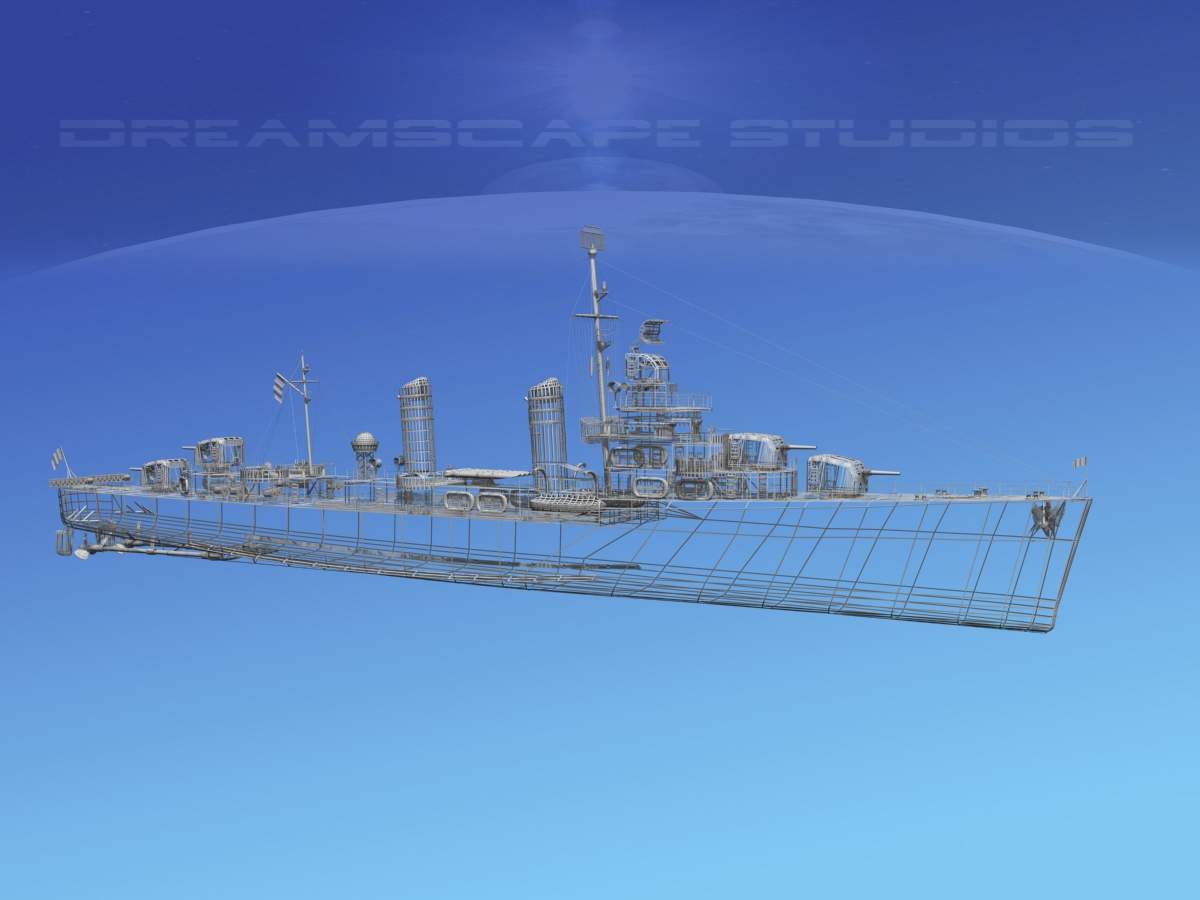 Benson Class Destroyer USS Woodworth DD460 - 3D Model by Dreamscape Studios