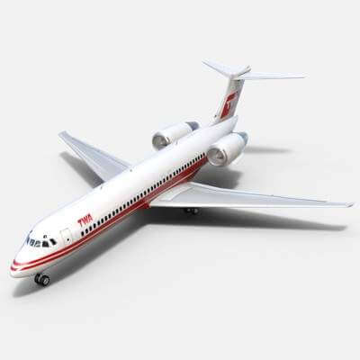 Boeing 717-200 TWA 3D Model by Dreamscape Studios
