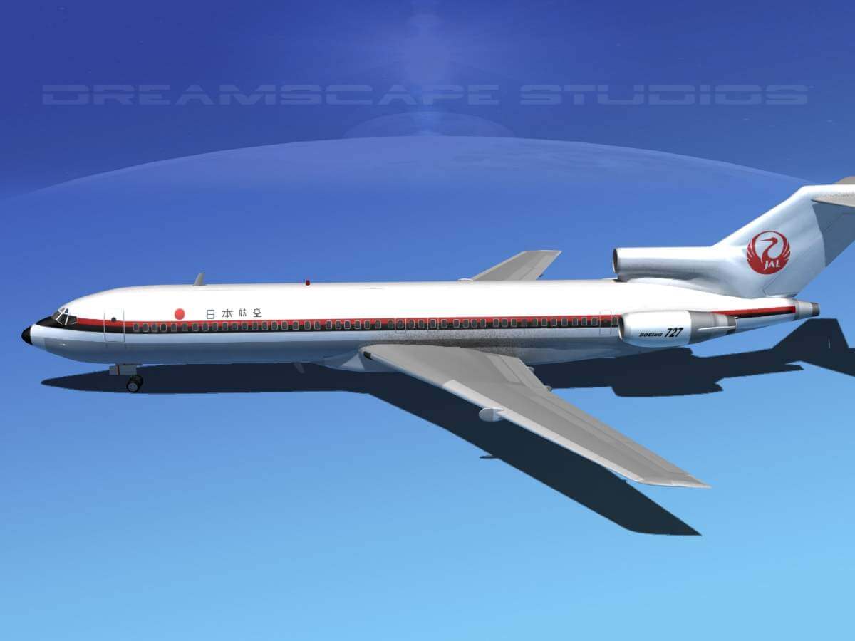 Boeing 727-200 Japan Airlines 3D Model by Dreamscape Studios