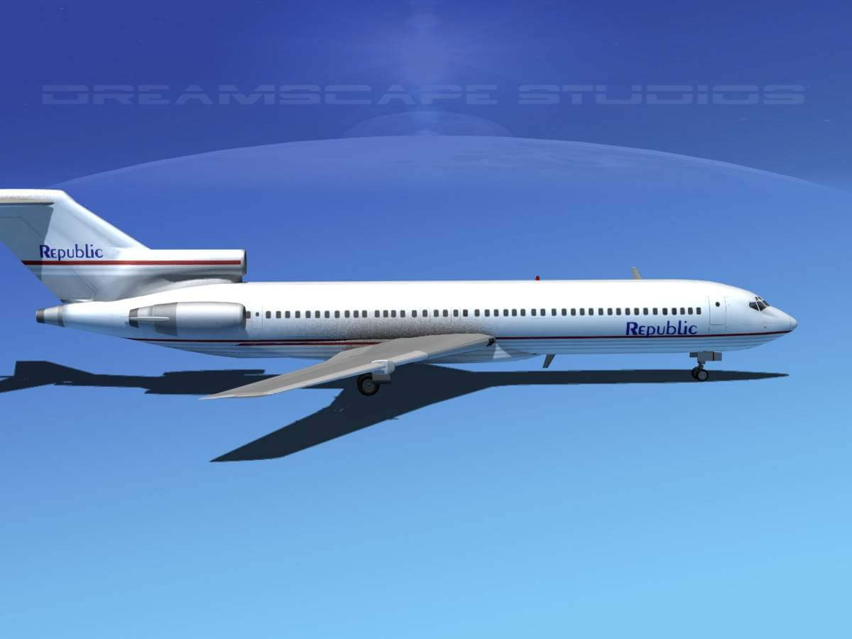 Boeing 727-200 Republic Airlines 3D Model by Dreamscape Studios