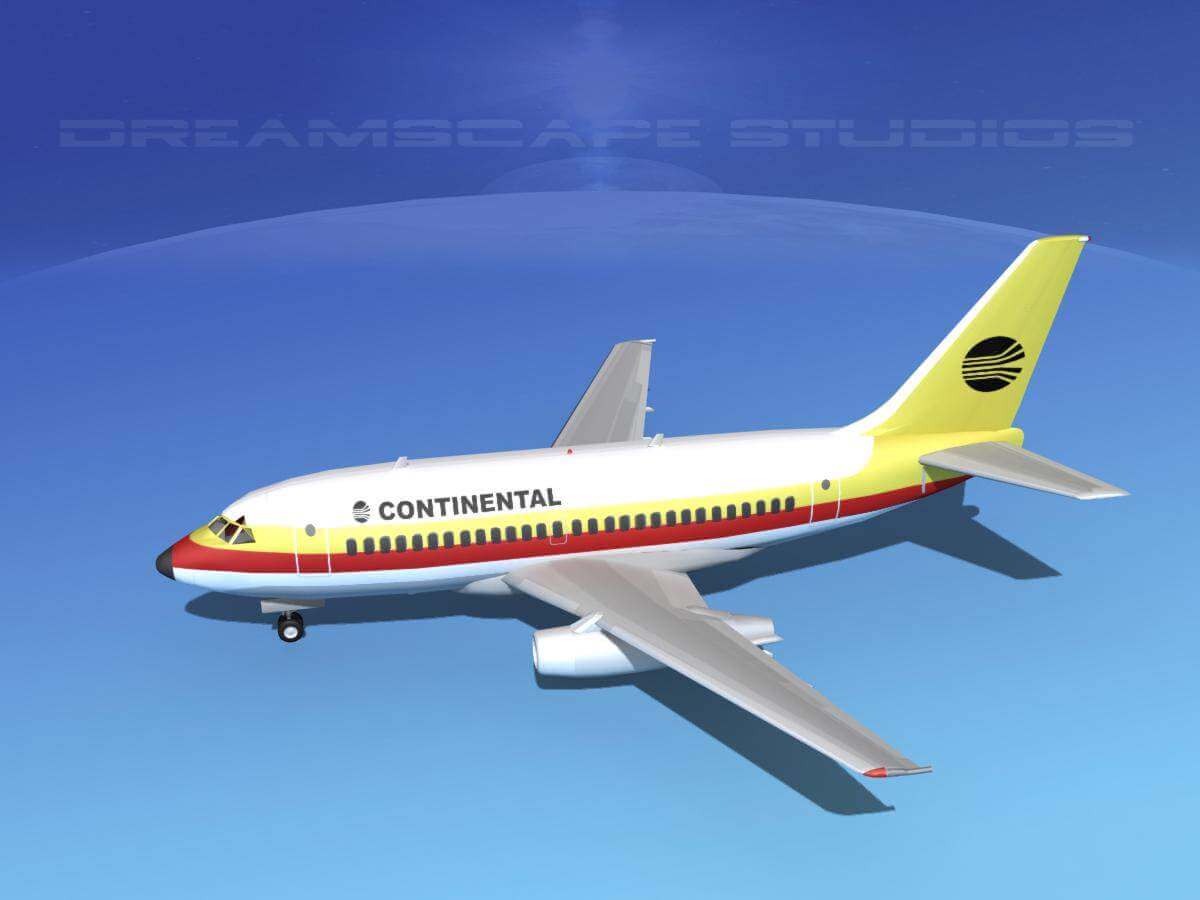 Boeing 737-100 Continental 3D Model by Dreamscape Studios