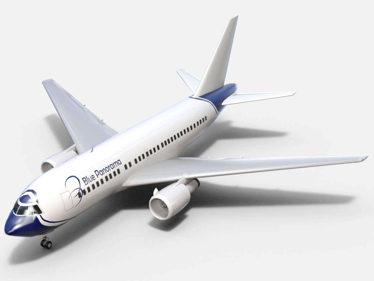 Boeing 767-100 Blue Panarama 3D Model by Dreamscape Studios