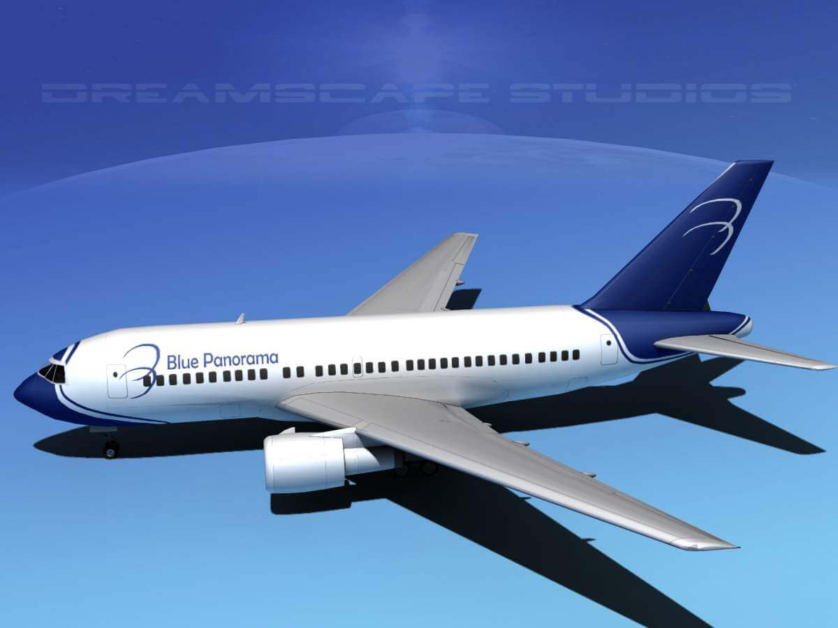 Boeing 767-100 Blue Panarama 3D Model by Dreamscape Studios