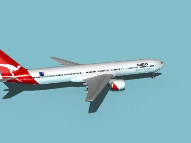 Boeing 777-300 Qantas 3D Model by Dreamscape Studios