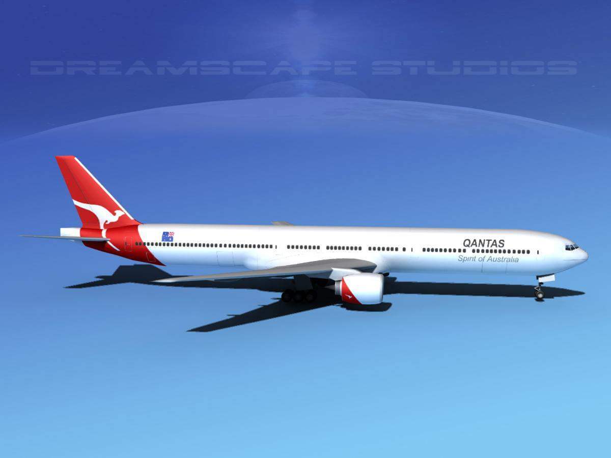 Boeing 777-300 Qantas 3D Model by Dreamscape Studios