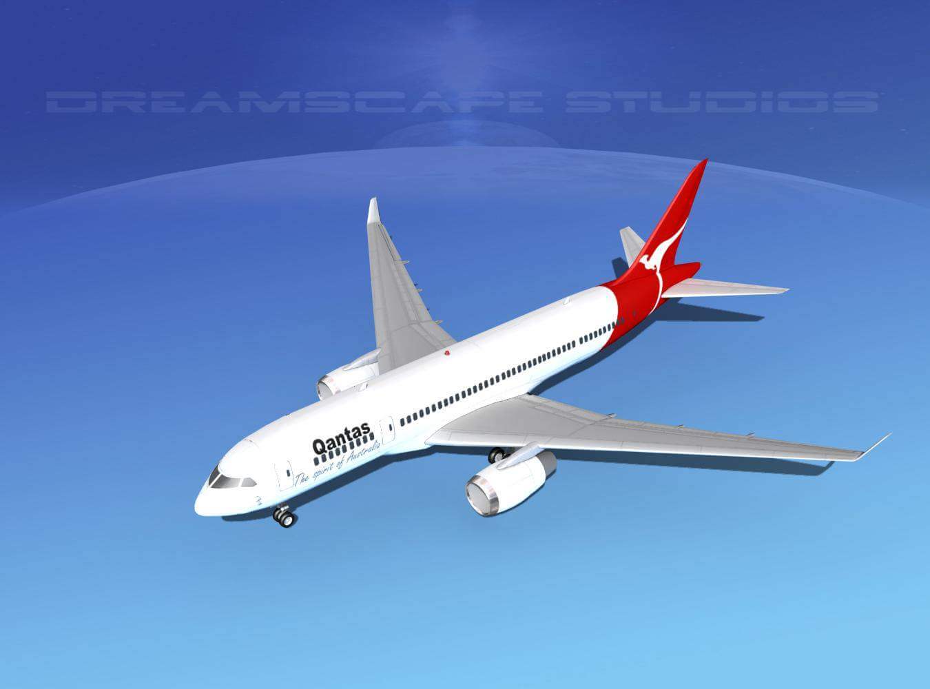Boeing 787-8 Qantas 3D Model by Dreamscape Studios