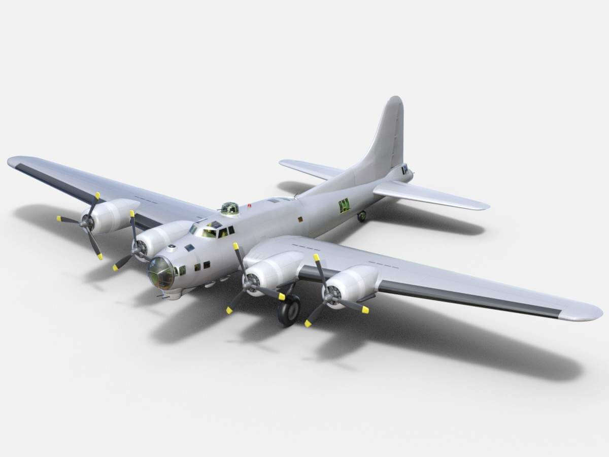 Boeing B-17G Flying Fortress HP Bare Metal 3D Model by Dreamscape Studios