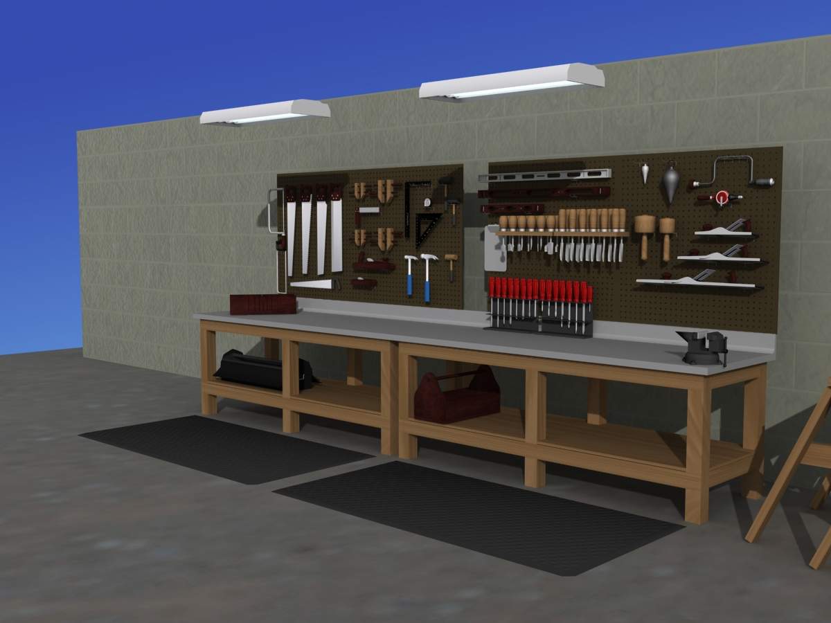 Carpenters Tools and Bench - 3D Model by Dreamscape Studios