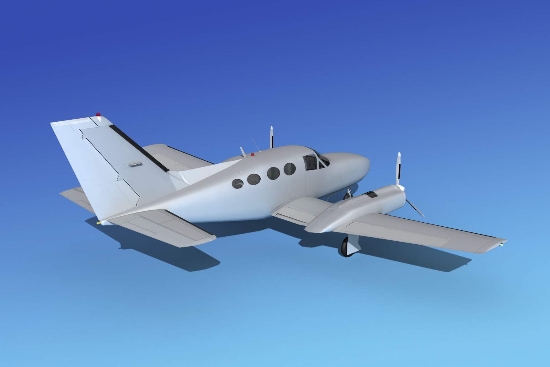Cessna 421b Golden Eagle Bare Metal - 3D Model by Dreamscape Studios