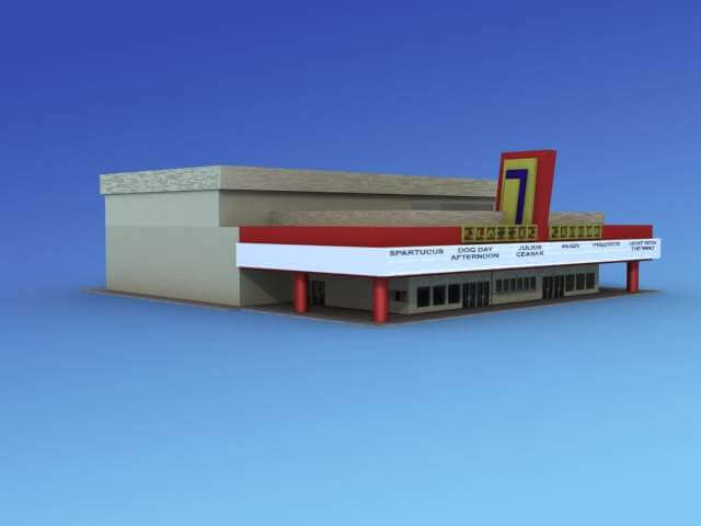 Cinema Building - 3D Model by Dreamscape Studios