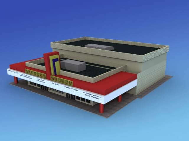Cinema Building - 3D Model by Dreamscape Studios