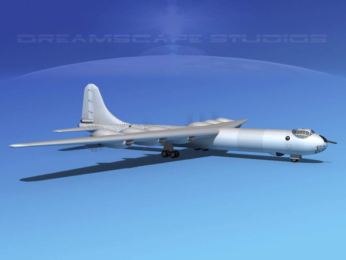 Convair B-36B Peacemaker Bare Metal 3D Model by Dreamscape Studios