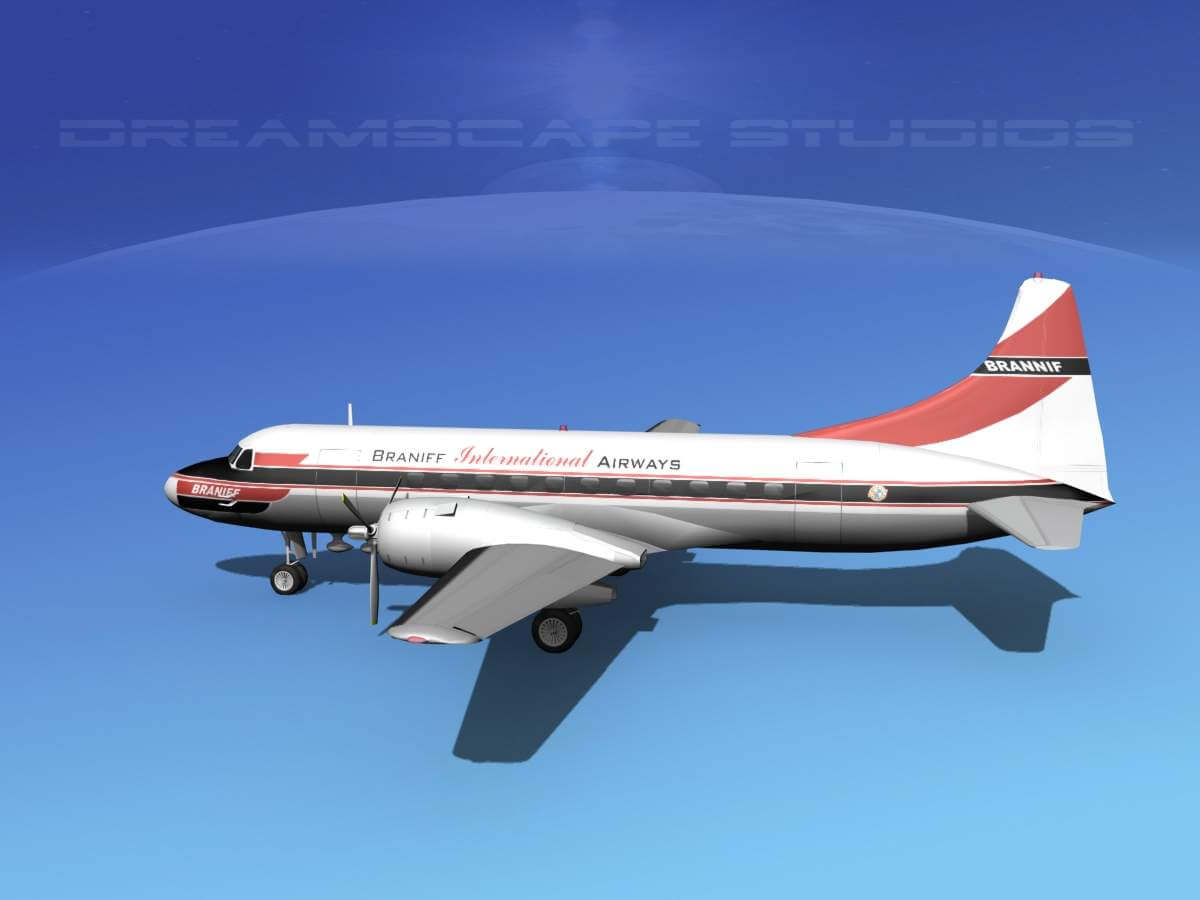 Convair CV-340 Braniff 3D Model by Dreamscape Studios