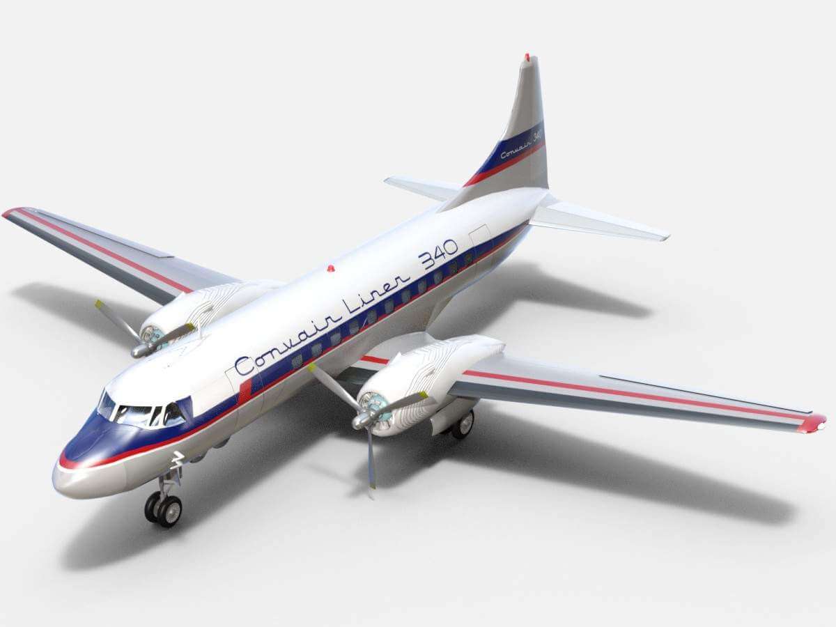 Convair CV-340 Convair Aircraft - 3D Model by Dreamscape Studios