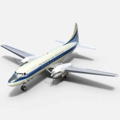 Convair CV-340 Jackson Air Service 3D Model by Dreamscape Studios