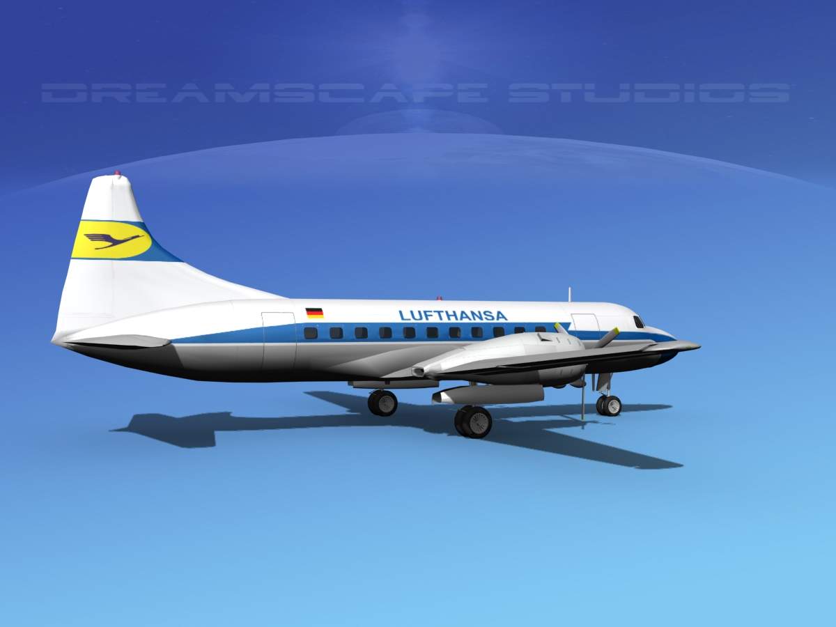Convair CV-340 Lufthansa 3D Model by Dreamscape Studios