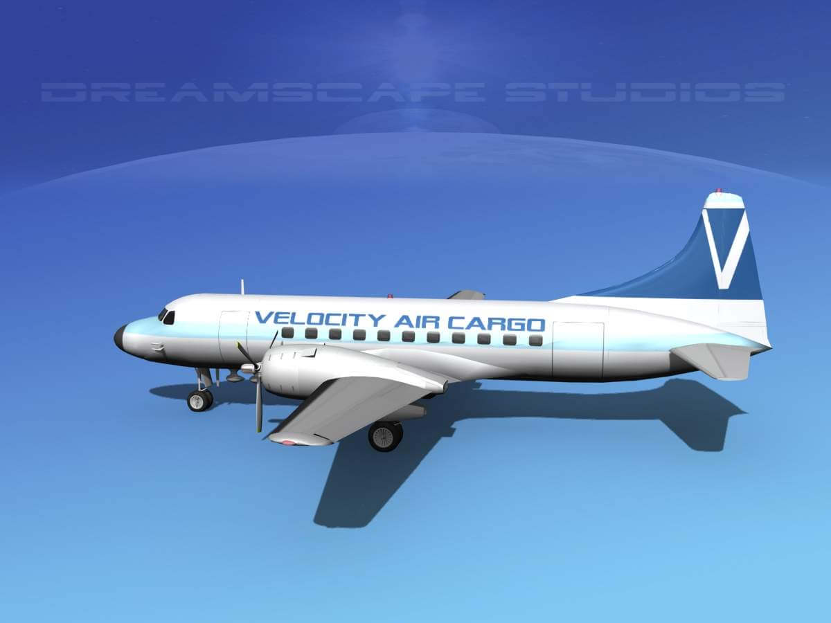 Convair CV-340 Velocity Air Cargo 3D Model by Dreamscape Studios