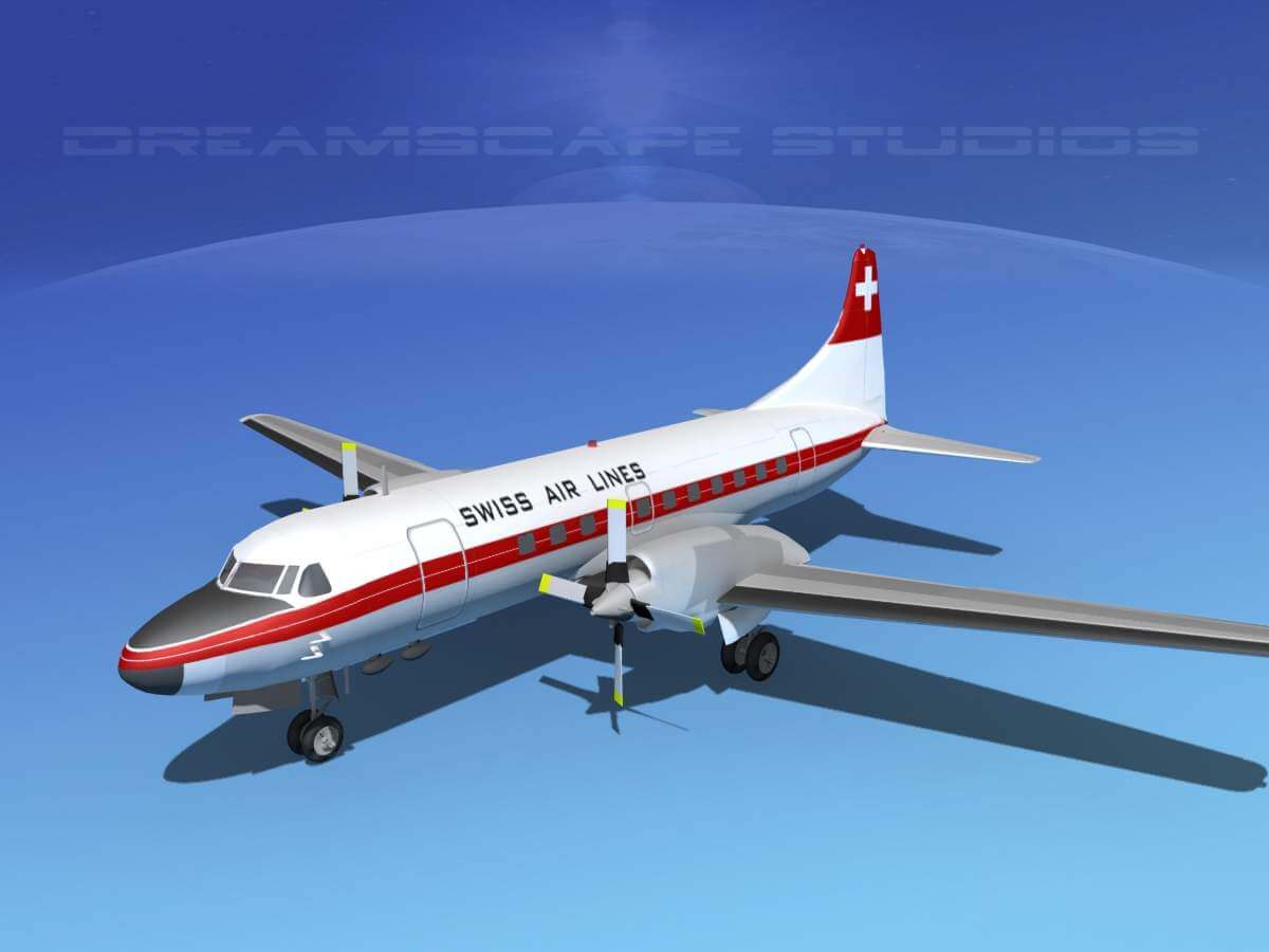 Convair CV-580 Swissair 3D Model by Dreamscape Studios