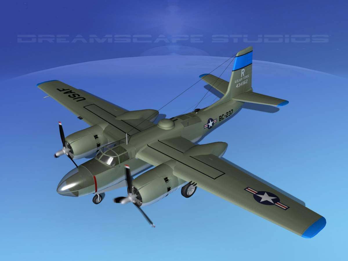 Douglas B-26C Invader V02 USAF Korea 3D Model by Dreamscape Studios