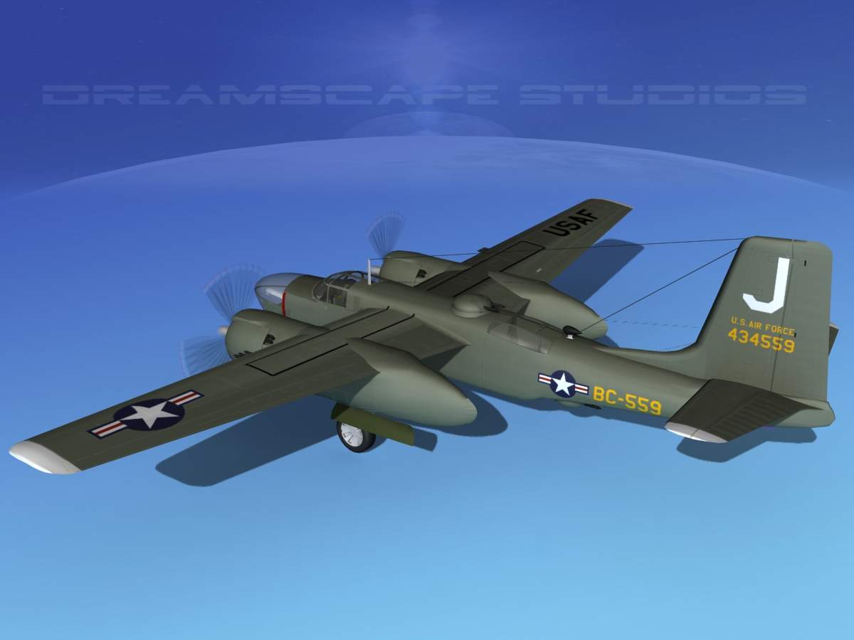 Douglas B-26C Invader V06 USAF 3D Model by Dreamscape Studios