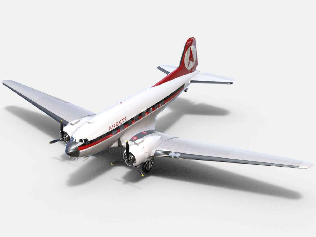 Douglas DC-3 Ansett Airways 3D Model by Dreamscape Studios