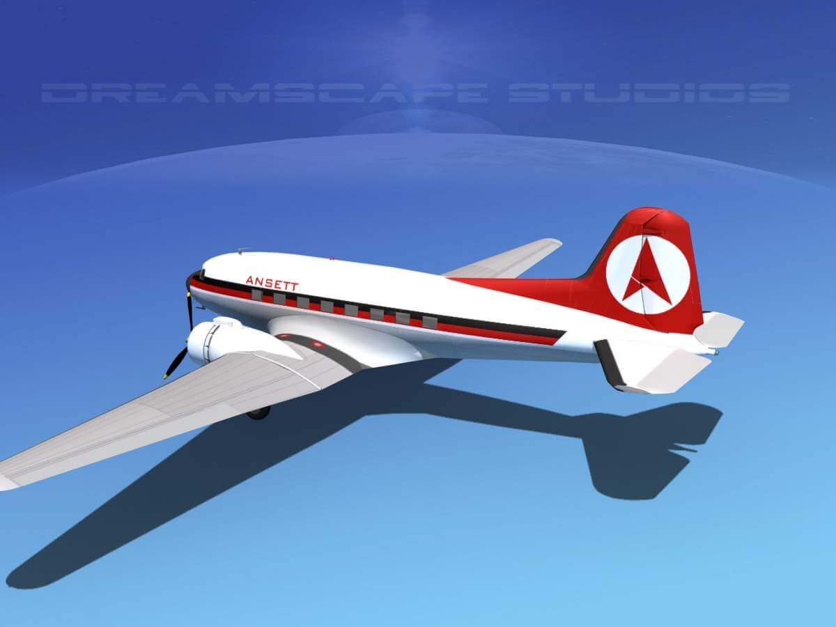 Douglas DC-3 Ansett Airways 3D Model by Dreamscape Studios
