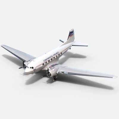 Douglas DC-3 Continental 3D Model by Dreamscape Studios