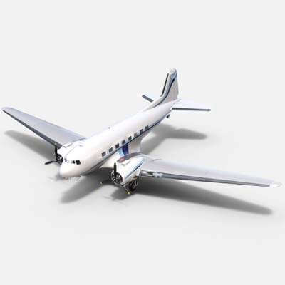 Douglas DC-3 Private 3D Model by Dreamscape Studios
