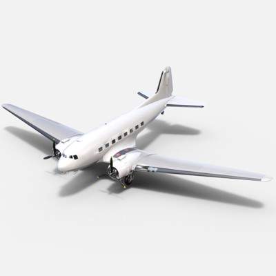 Douglas DC-3 unmarked 3D Model by Dreamscape Studios