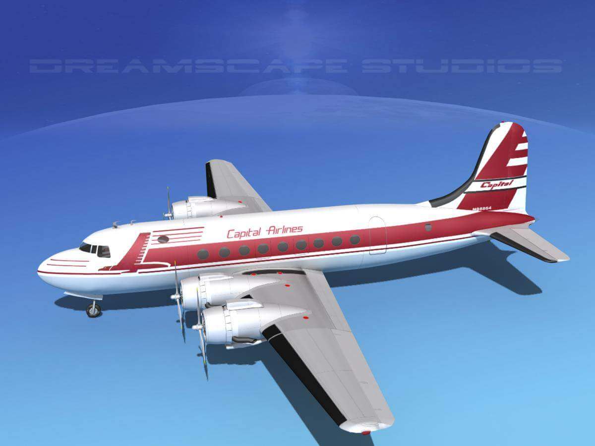 Douglas DC-4 Capitol Airlines 3D Model by Dreamscape Studios