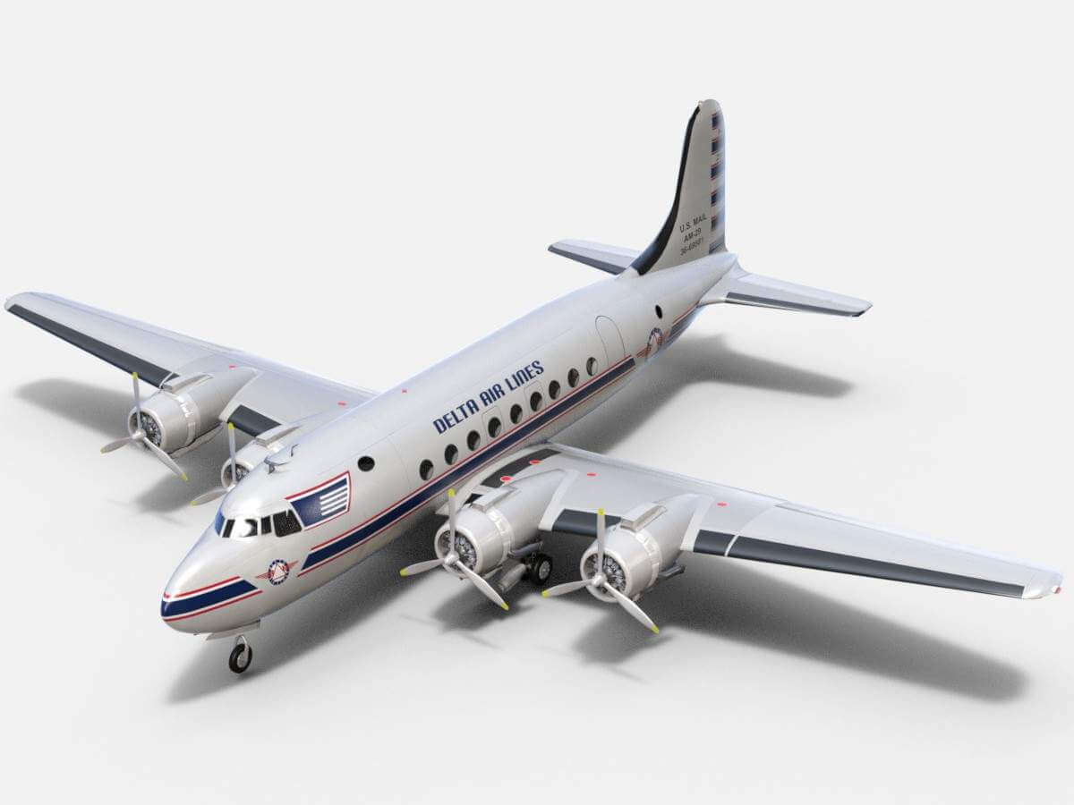 Douglas DC-4 Delta Airlines 3D Model by Dreamscape Studios