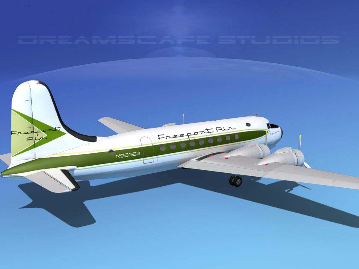Douglas DC-4 Freeport Air 3D Model by Dreamscape Studios
