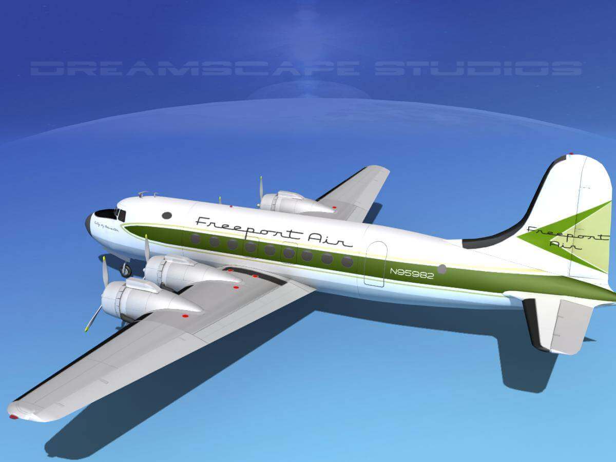 Douglas DC-4 Freeport Air 3D Model by Dreamscape Studios