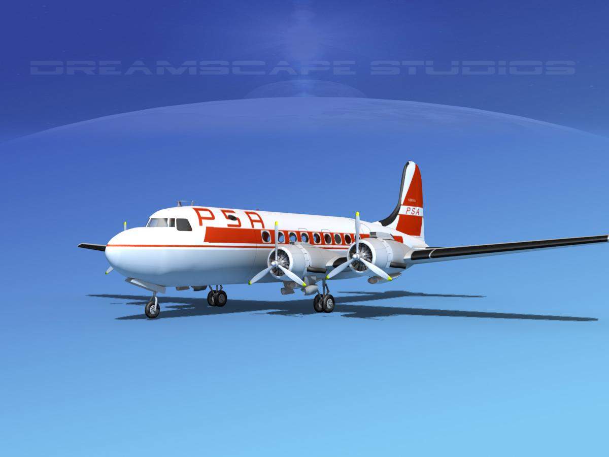 Douglas DC-4 PSA Airlines 3D Model by Dreamscape Studios