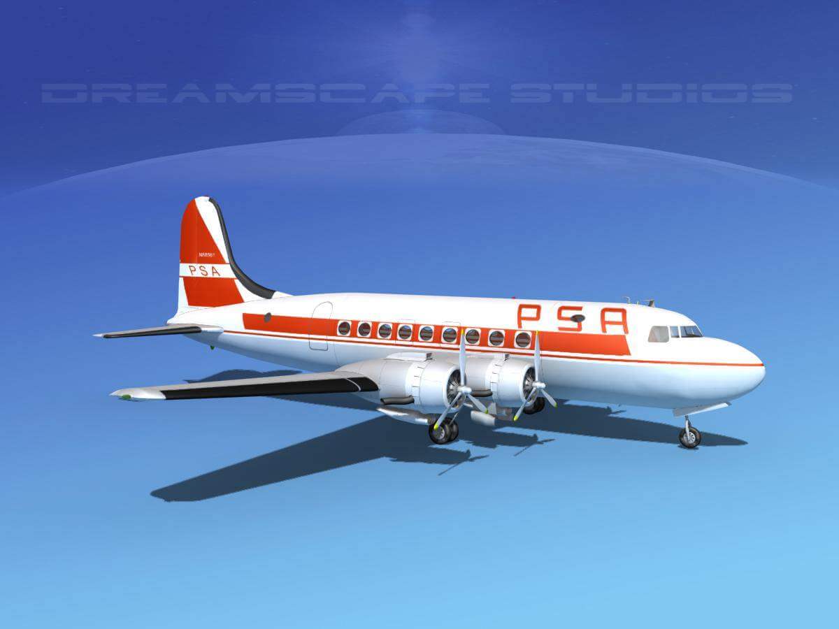 Douglas DC-4 PSA Airlines 3D Model by Dreamscape Studios
