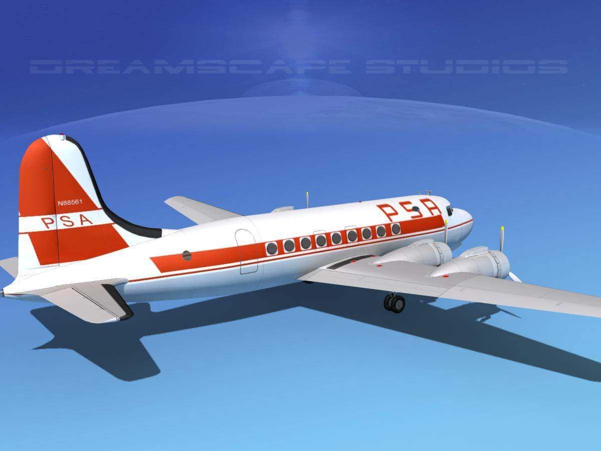 Douglas DC-4 PSA Airlines 3D Model by Dreamscape Studios