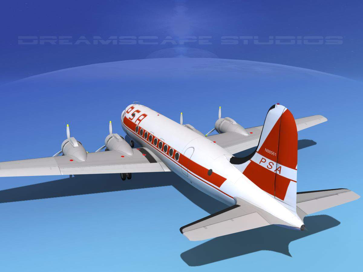 Douglas DC-4 PSA Airlines 3D Model by Dreamscape Studios