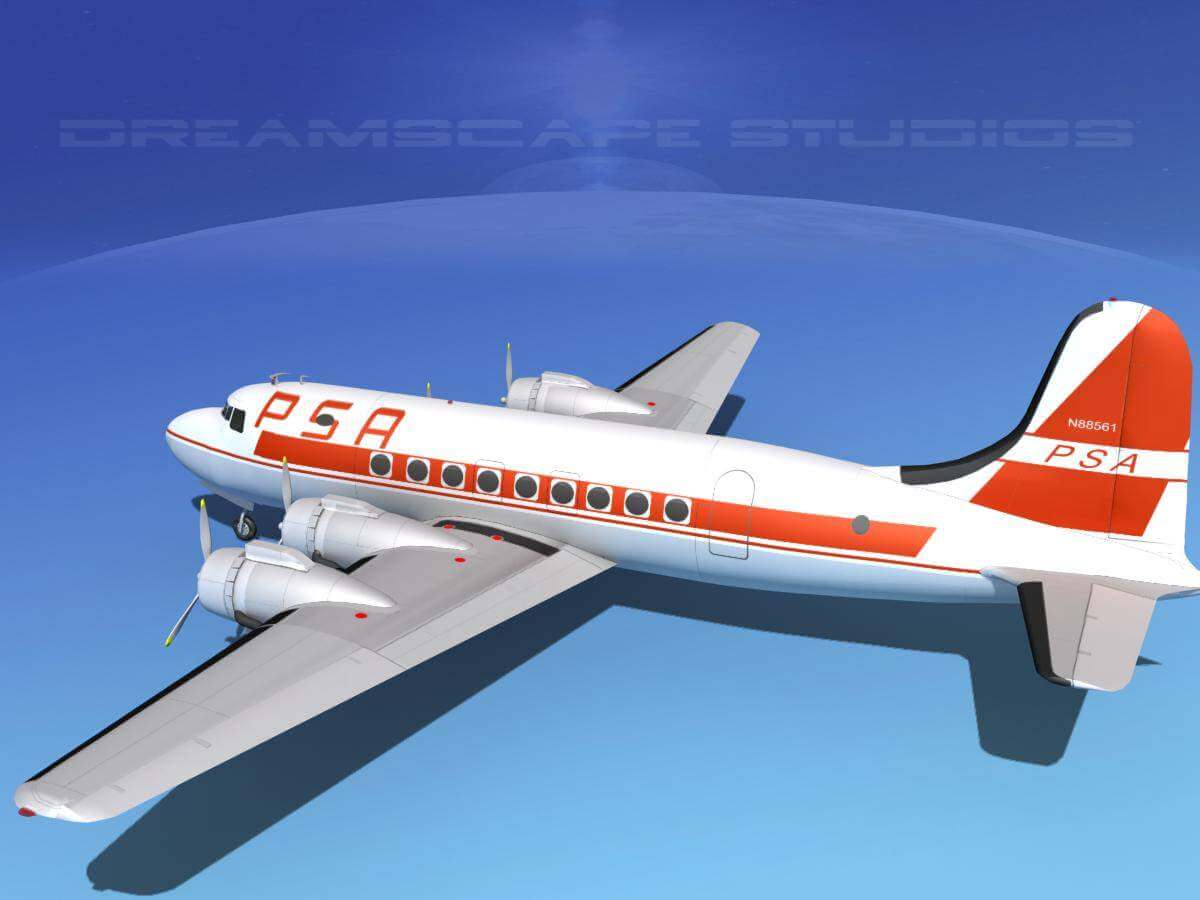 Douglas DC-4 PSA Airlines 3D Model by Dreamscape Studios