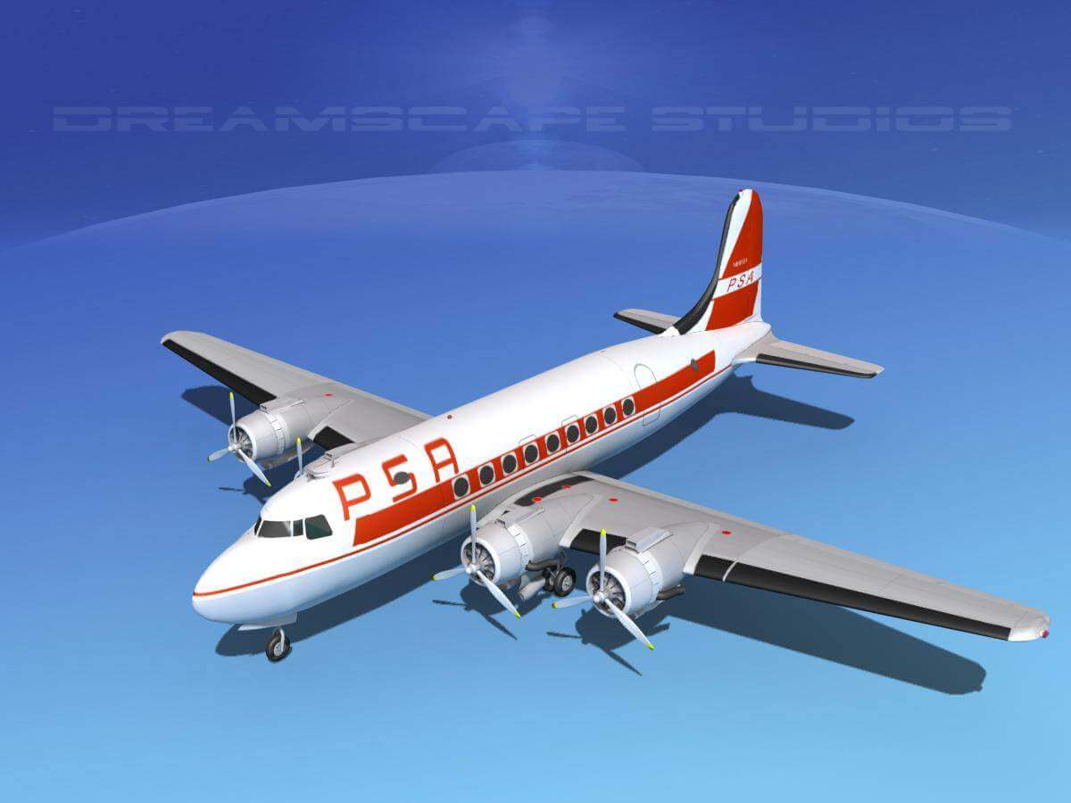 Douglas DC-4 PSA Airlines 3D Model by Dreamscape Studios