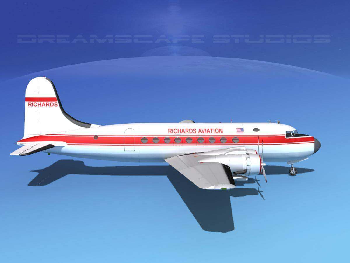 Douglas DC-4 Richards Aviation 3D Model by Dreamscape Studios