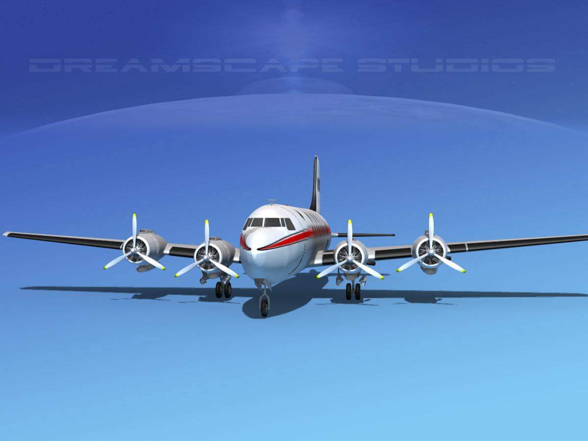 Douglas DC-4 Riddle Airlines 3D Model by Dreamscape Studios