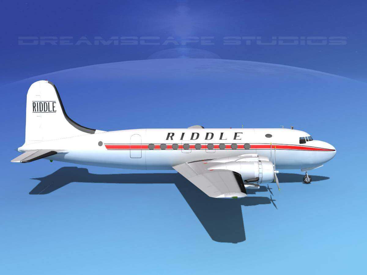 Douglas DC-4 Riddle Airlines 3D Model by Dreamscape Studios