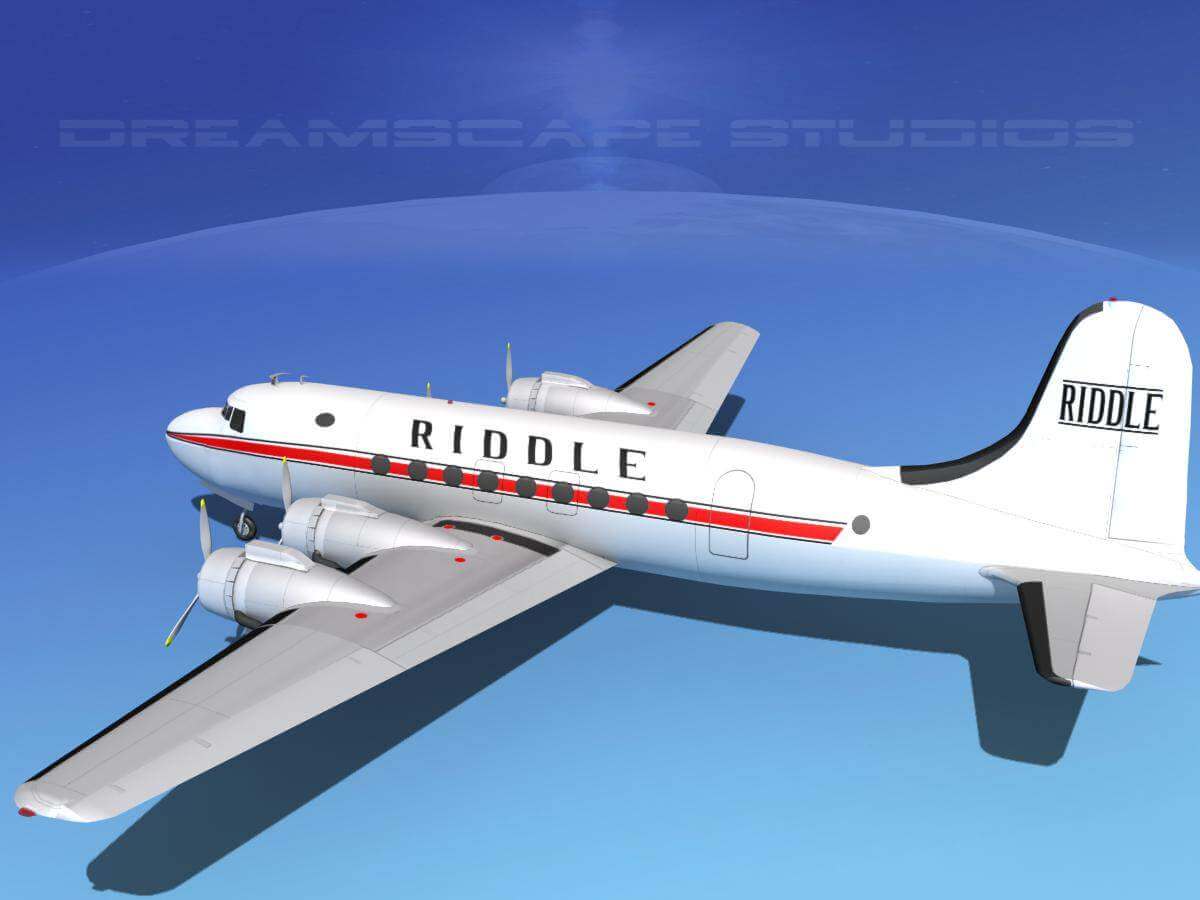 Douglas DC-4 Riddle Airlines 3D Model by Dreamscape Studios